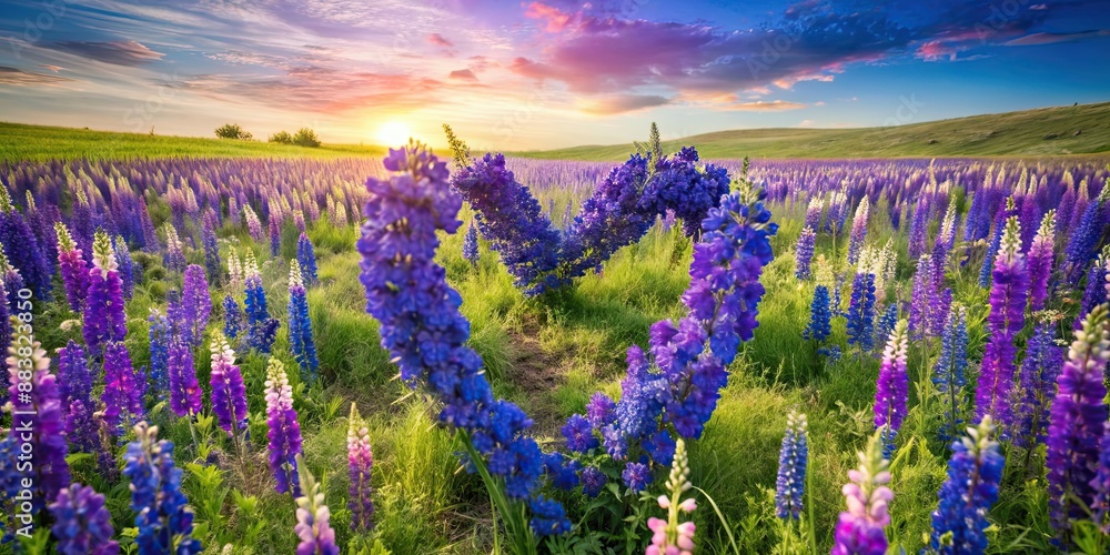 Vibrant fields of larkspur representing an open heart and ardent ...