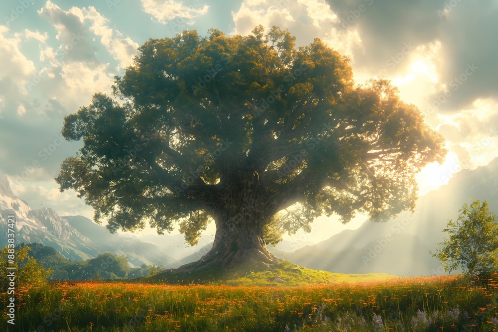 Biblical illustration, the Tree of Life whose fruit was eaten by Adam ...