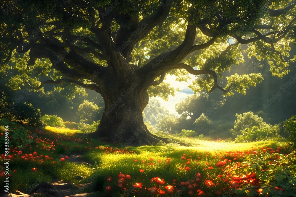 Biblical illustration, the Tree of Life whose fruit was eaten by Adam ...