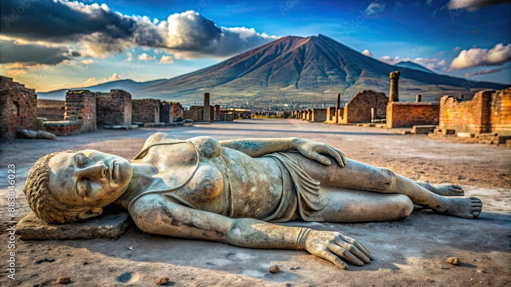 A victim frozen in time by the eruption of Mt Vesuvius in Pompeii ...