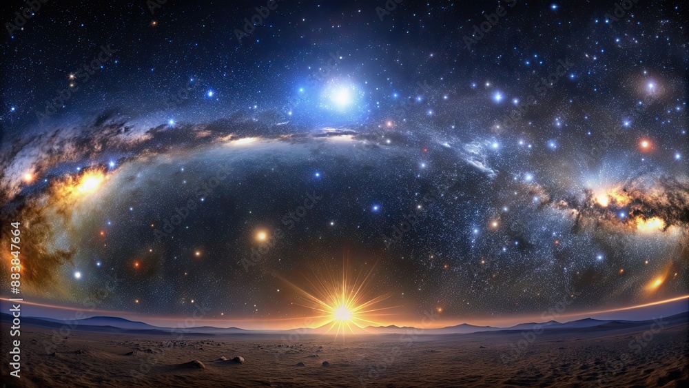 360 degree star field panorama with open star cluster in HDRI ...