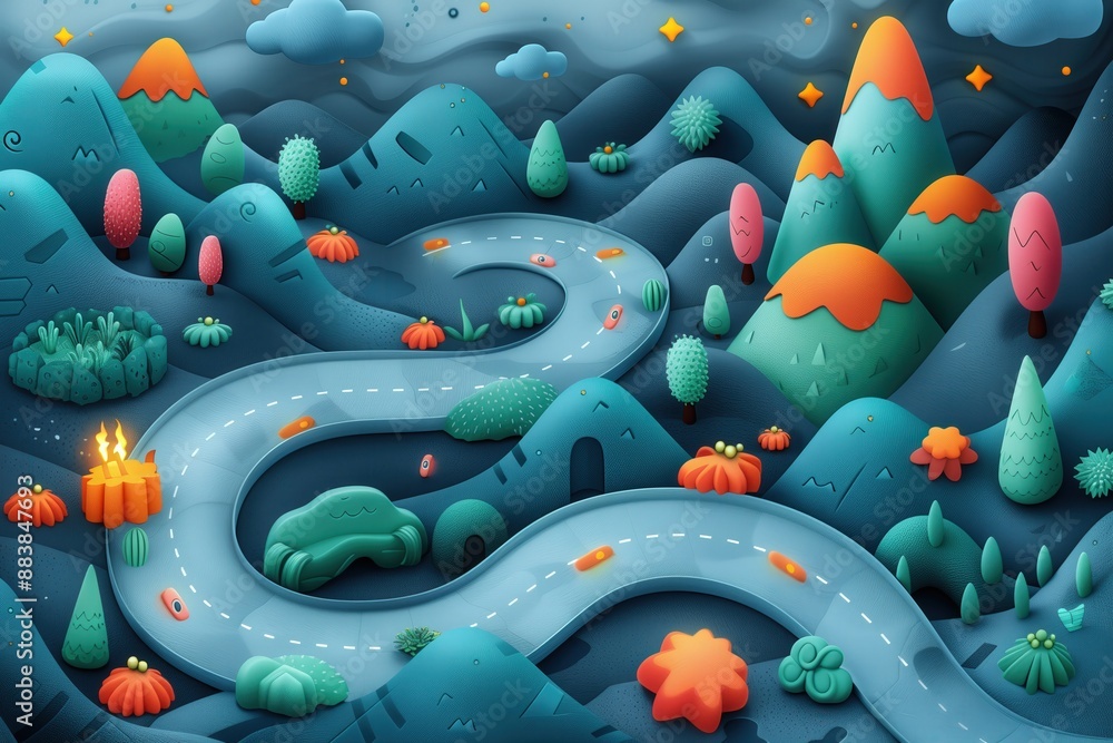 A vector illustration style of Gameboard Path with Rewards A gameboard ...