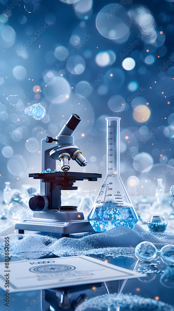 Lab Instruments with Certificate and Seal on Whimsical Background for ...