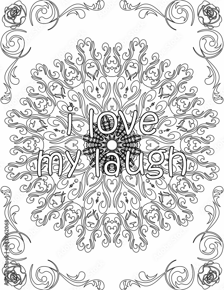 Printable mandala coloring page for kids and adults with affirmation ...
