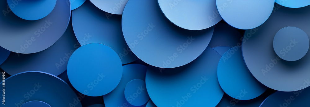 Geometric white and blue circle shape pattern, Abstract 3d background ...
