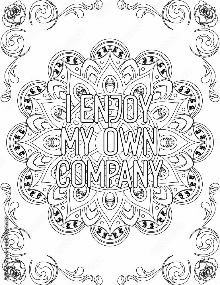 Printable mandala coloring page for kids and adults with affirmation ...