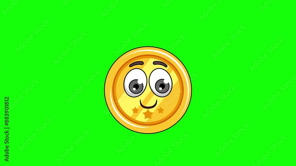 gold medal cartoon with a money face, emoji emoticon animation Stock ...