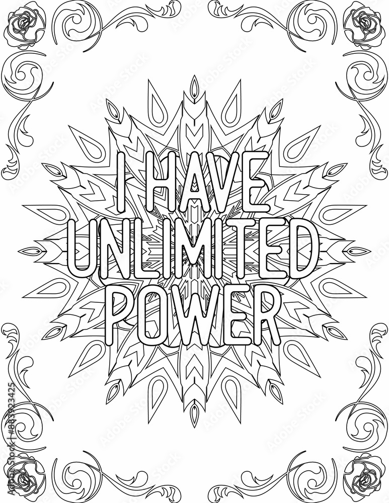 Printable mandala coloring page for kids and adults with motivational ...
