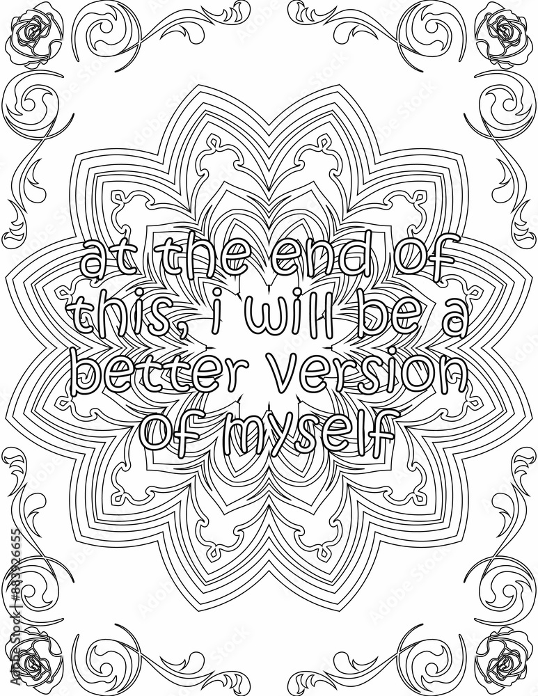 Printable mandala coloring page for kids and adults with motivational ...