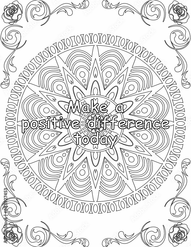 Printable mandala coloring page for kids and adults with motivational ...