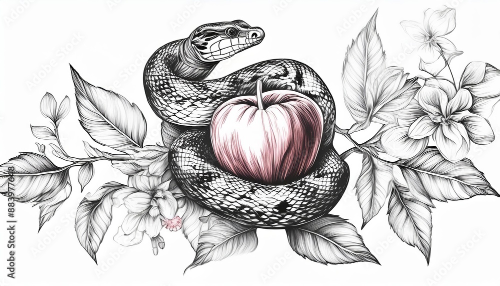 The Forbidden Fruit - The Red Apple of Garden of Eden - The Snake ...