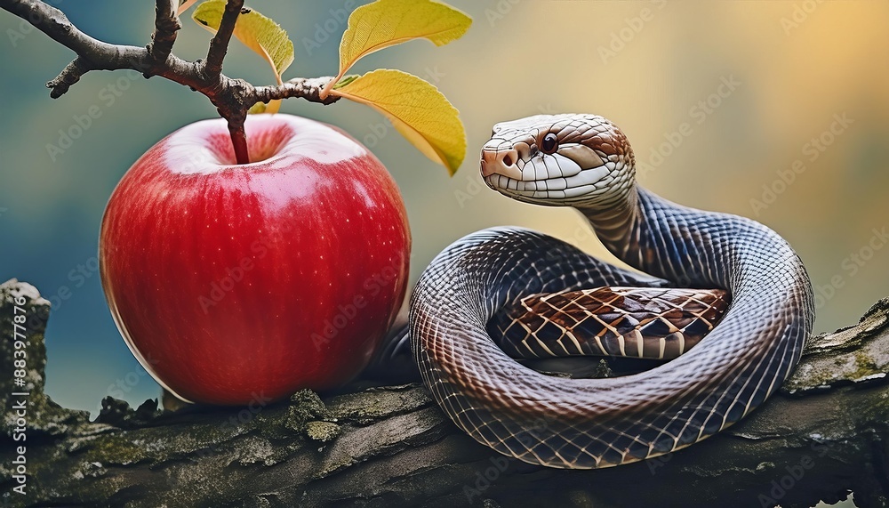 The Forbidden Fruit - The Red Apple of Garden of Eden - The Snake ...