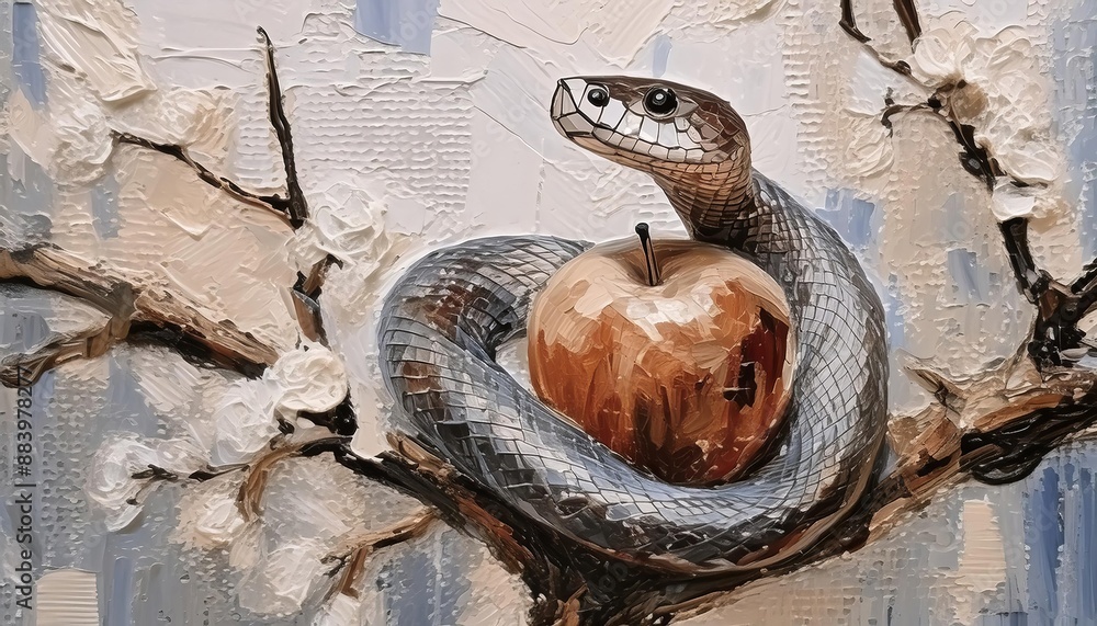 The Forbidden Fruit - The Red Apple of Garden of Eden - The Snake ...