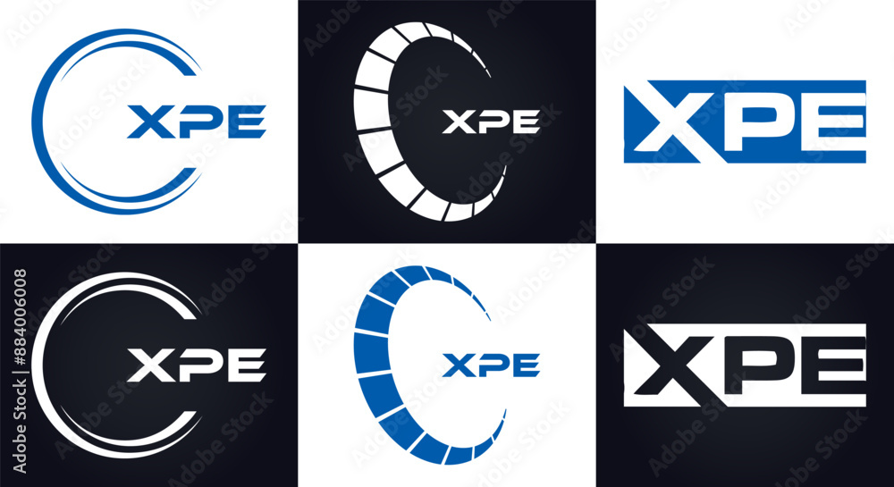 XPE logo. X P E design. White XPE letter. XPE, X P E letter logo design ...