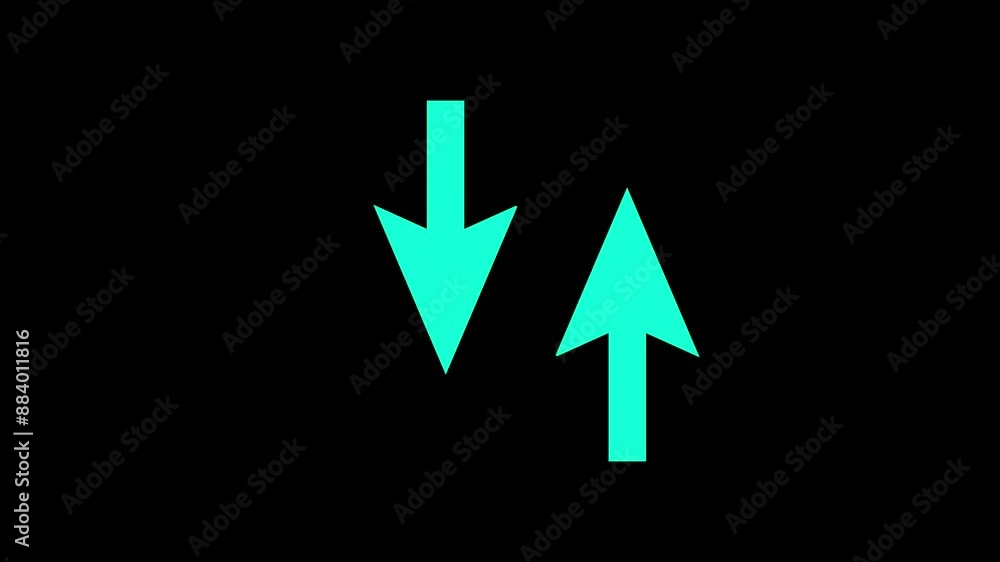 Swipe up down animation on black background. 4K silhouette up down ...