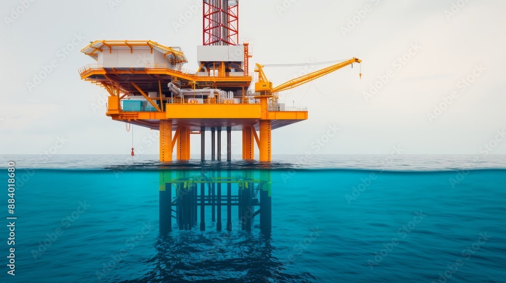 A cross-section view of an offshore oil platform, highlighting the ...