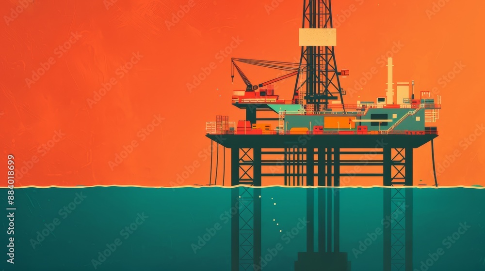 A cross-section view of an offshore oil platform, highlighting the ...