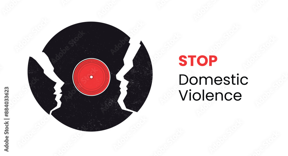 Stop, domestic violence, creative social issue, flat illustration ...