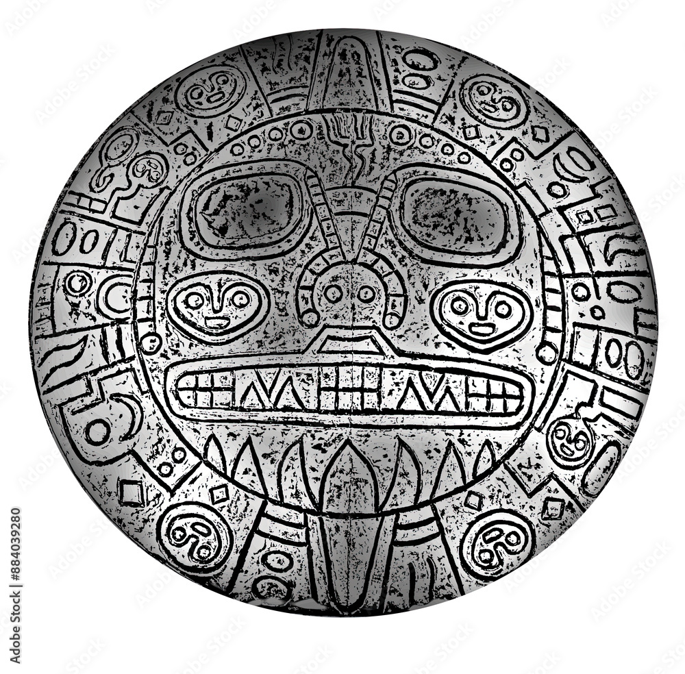 Relief metal panel of Inca symbols Stock Illustration | Adobe Stock