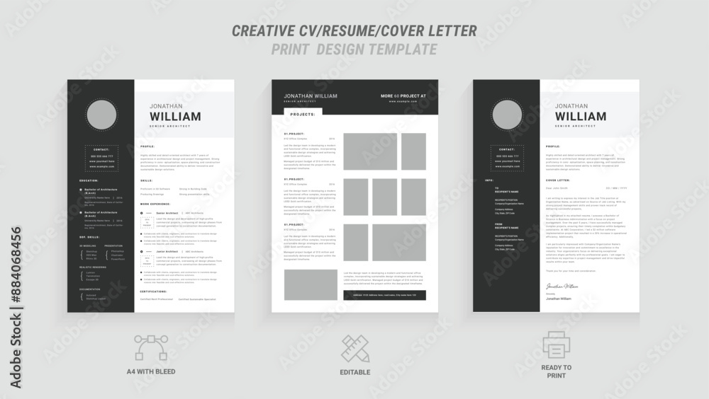Multipurpose Clean Modern Resume and Cover Letter Design Template with ...
