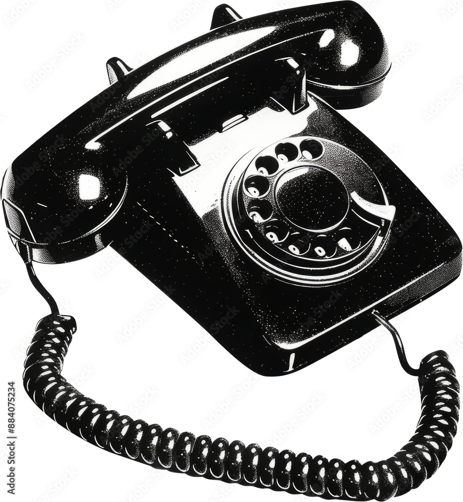 Retro telephone collage element on transparent background, punk y2k ...