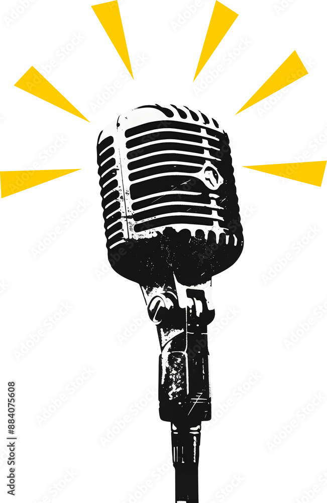 Retro microphone collage element on transparent background, Retro ...