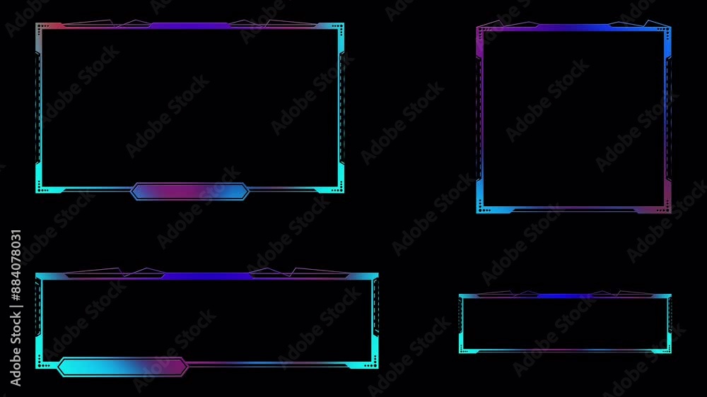 Looped light frame for game streaming video on a transparent background ...