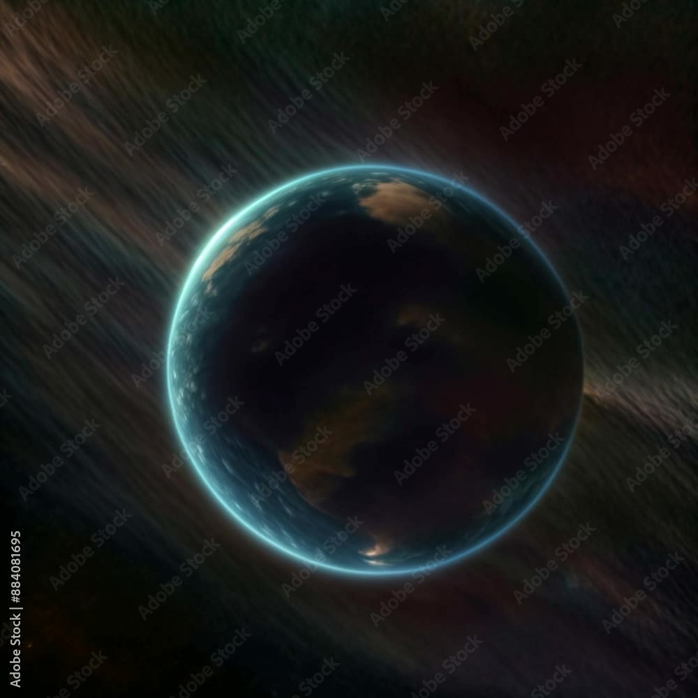 The video in digital animation format shows the rotation of the planet ...