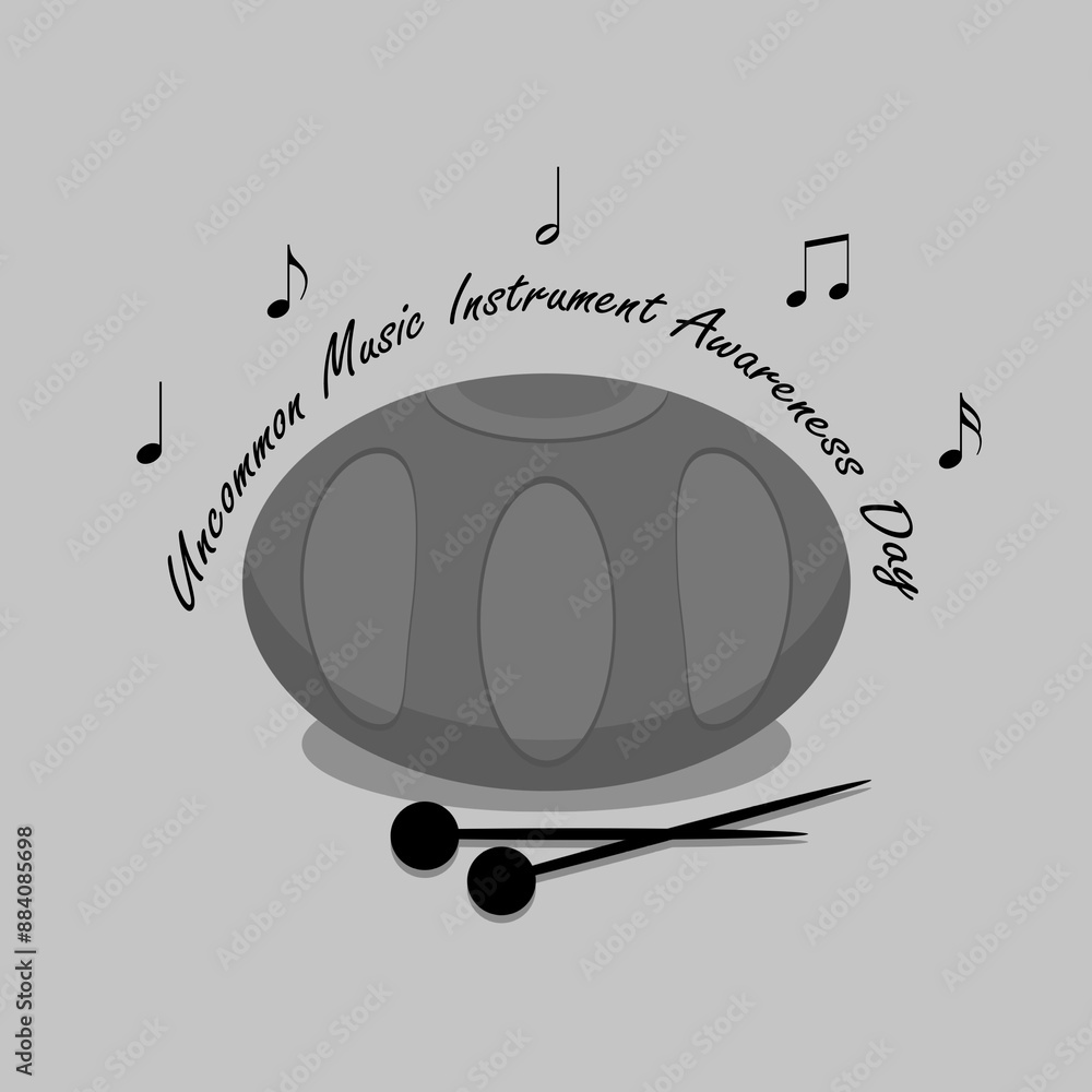 Uncommon Music Instrument Awareness Day event banner. Illustration of a ...
