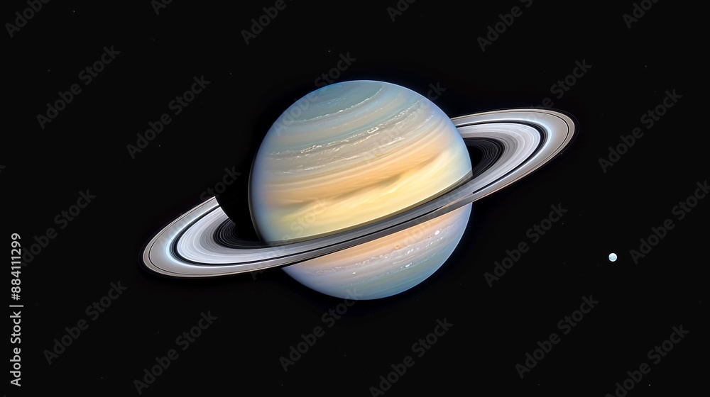 Brightly colored image of Saturn highlighting its striking rings and ...