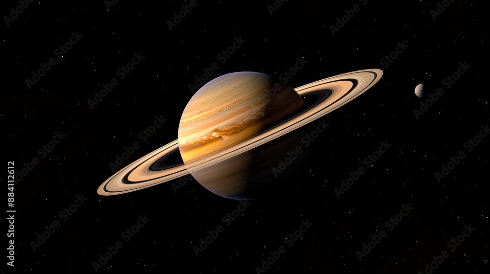 An artistic space view showcasing the gaseous giant Saturn with its ...