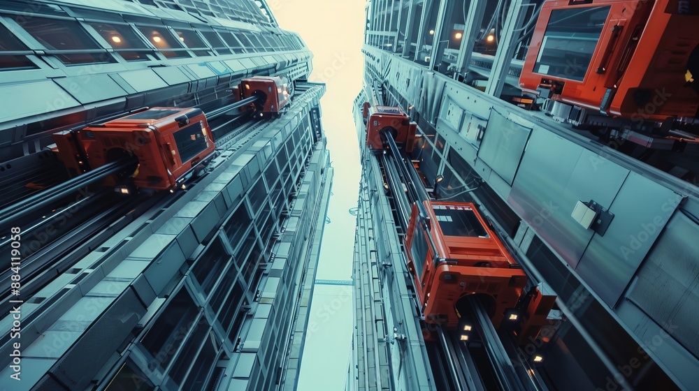 Capture Robots Installing Smart Elevators And Transportation Systems