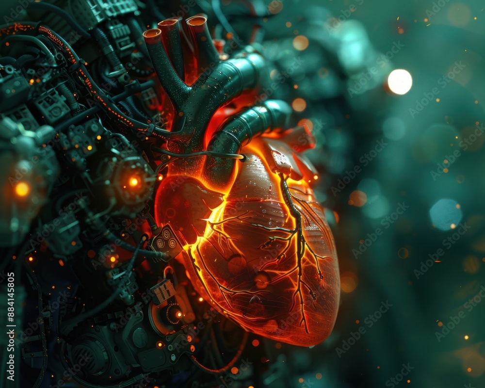 Create a surrealistic painting of a human heart beating inside a ...
