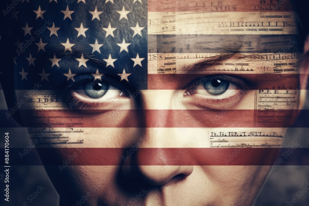 Collage of USA Flag, Human Face and Newspaper, Concept of Propaganda ...