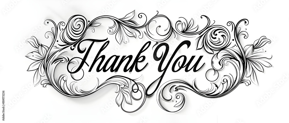 A high-definition vector illustration of a "Thank You" handwritten in ...