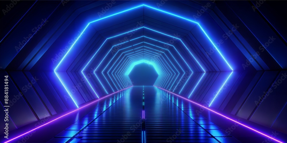 Futuristic tunnel wallpaper with neon lights shining through ...