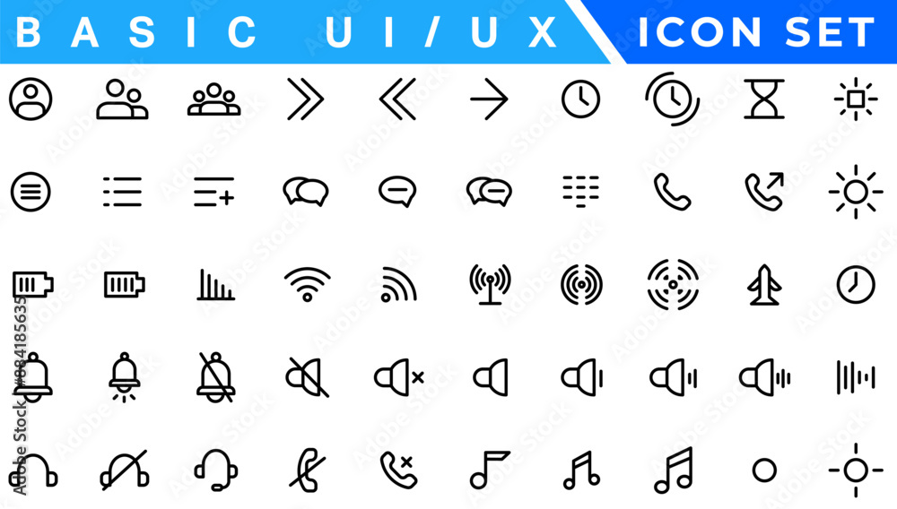 User Interface Icons Collection Basic Ui Ux Icon Set Set Icon Of User Interface Vector