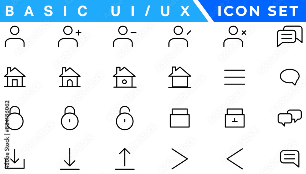 User Interface Icons Collection Basic Ui Ux Icon Set Set Icon Of User Interface Vector