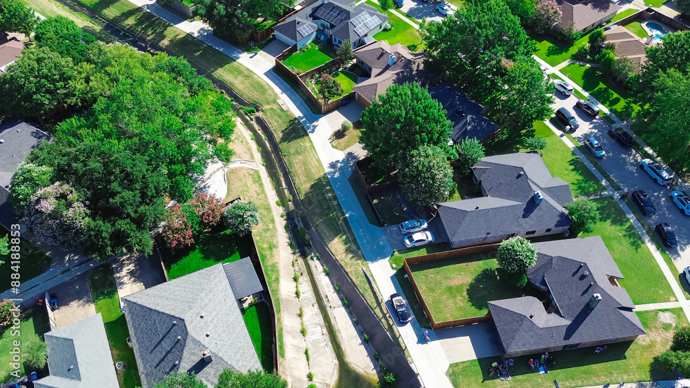 Close-up aerial large opening of concrete channels trench drains in ...