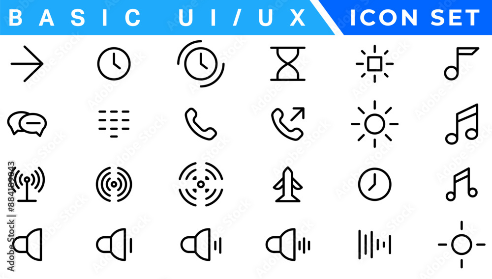 Minimalist and simple looking pixel perfect linear ui icons set for dark, light mode. Outline ...