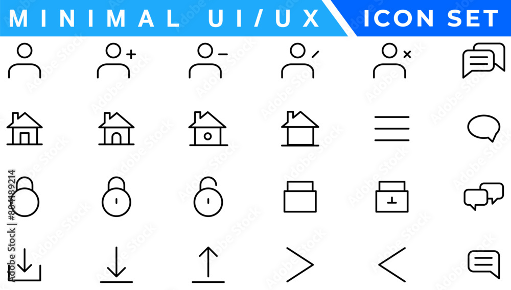 Minimalist and simple looking pixel perfect linear ui icons set for dark, light mode. Outline ...