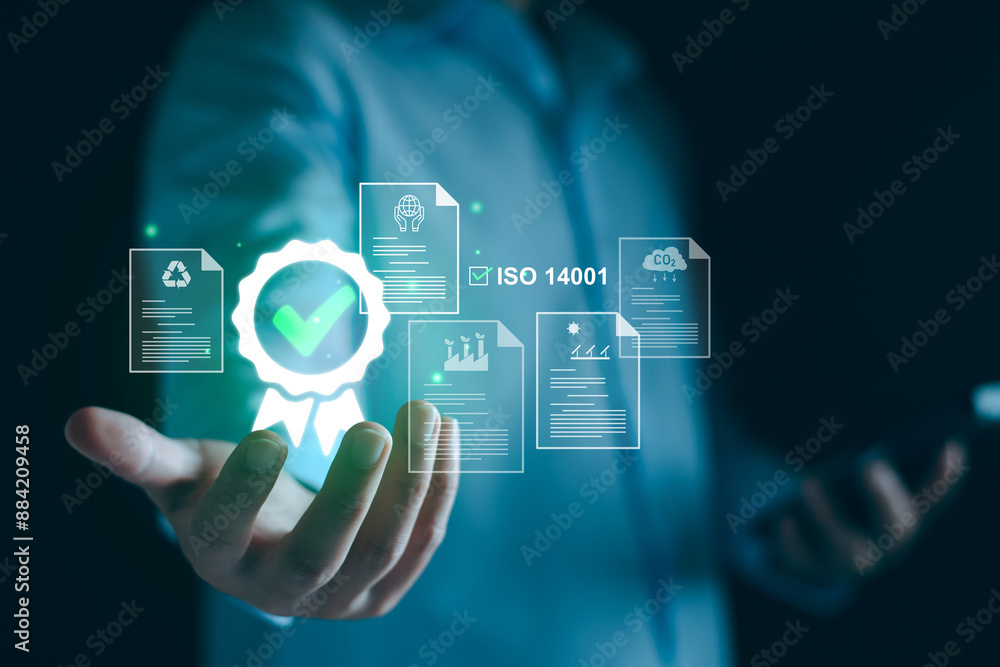 ISO 14001 concept. ISO standards quality control 14001 certified for ...