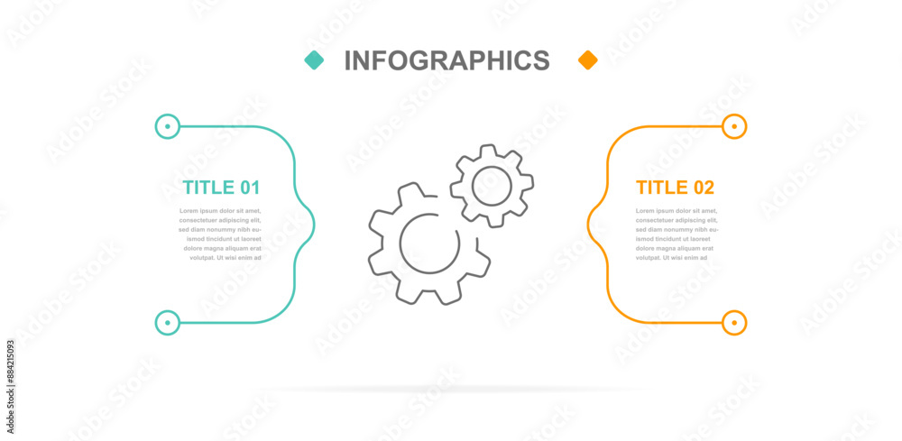 Business infographics. Infographics with 2 steps or options. A thin ...