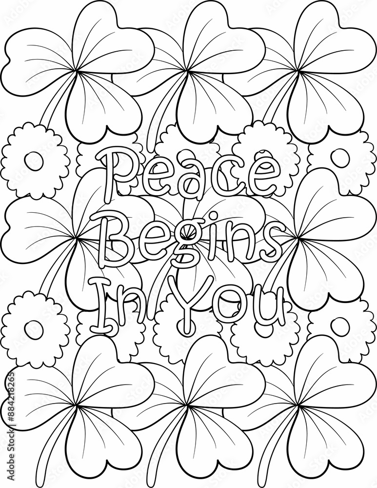 Printable floral coloring page for kids and adults with motivational ...