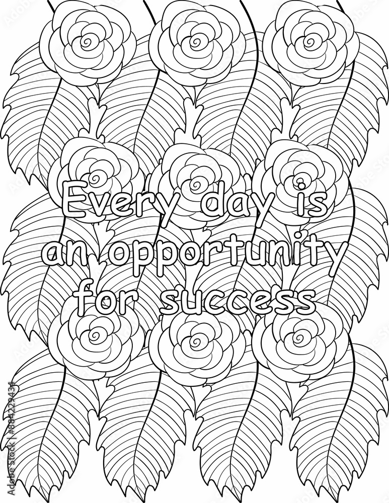 Printable floral coloring page for kids and adults with motivational ...