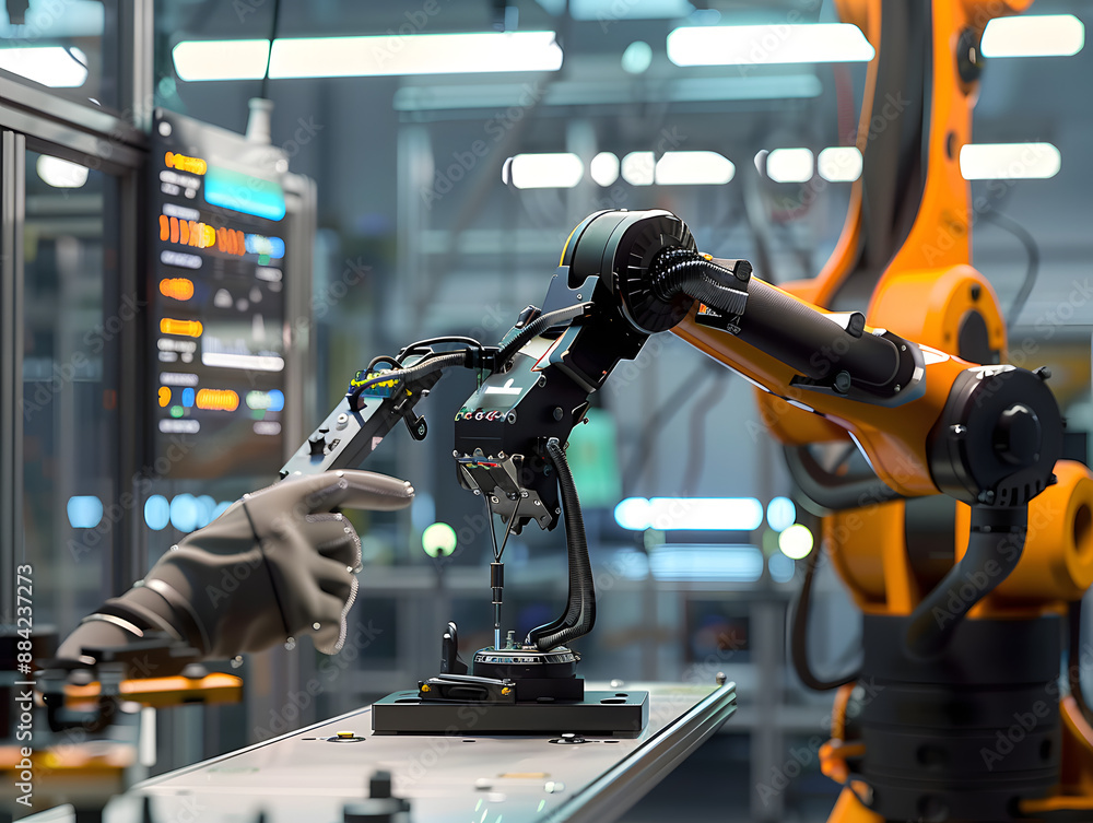 Remote operator directs robotic arm using joystick control in a high ...