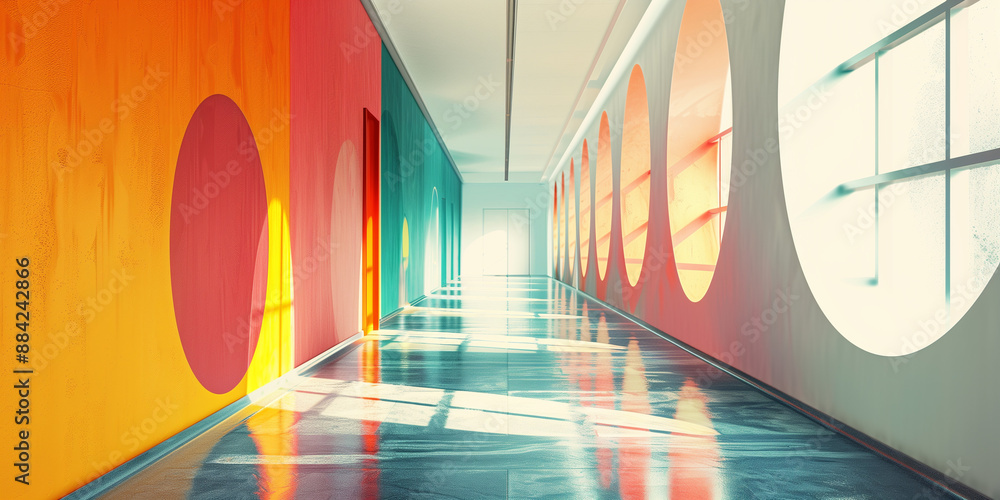 School background for back to school. Bright, clean, spacious school ...