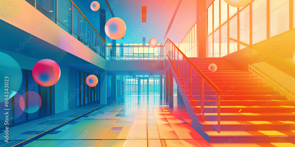 School background for back to school. Bright, clean, spacious school ...