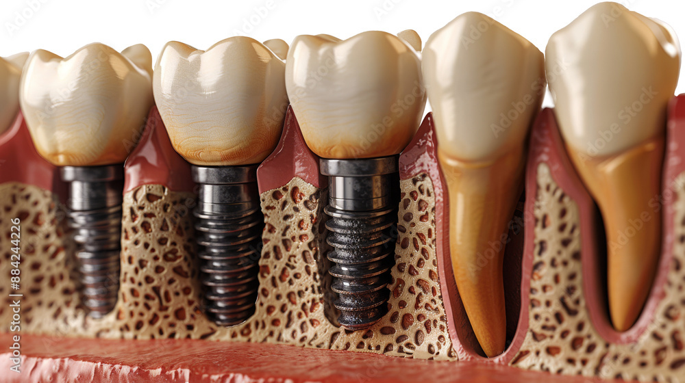 Dental implant model of molar tooth cut out on PNG format Stock ...