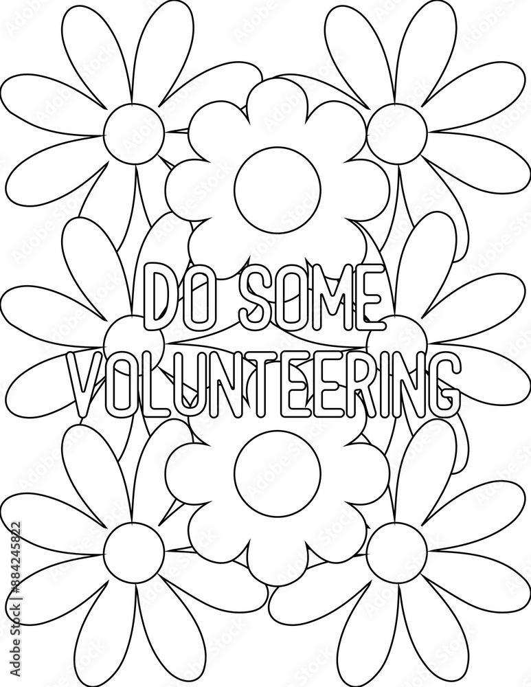 Printable floral coloring page for kids and adults with motivational ...
